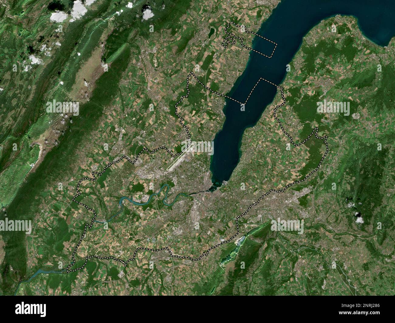 Geneve, canton of Switzerland. Low resolution satellite map Stock Photo ...