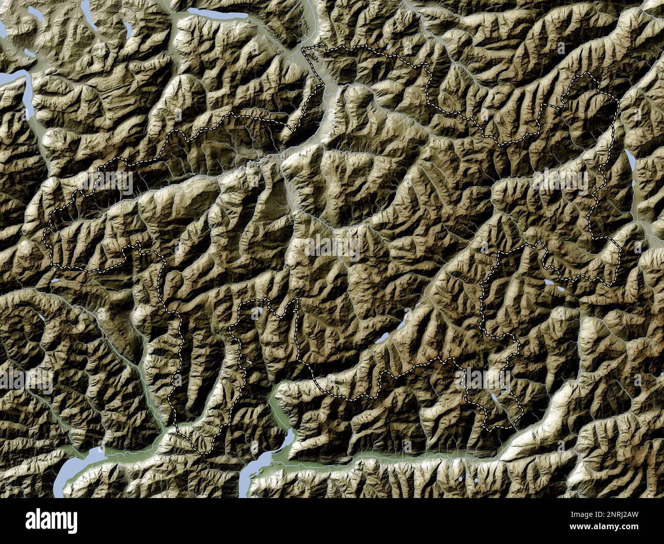 Graubunden, canton of Switzerland. Elevation map colored in wiki style ...