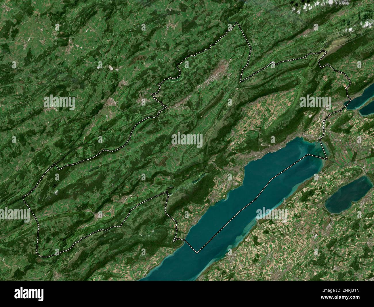 Neuchatel, canton of Switzerland. Low resolution satellite map Stock ...