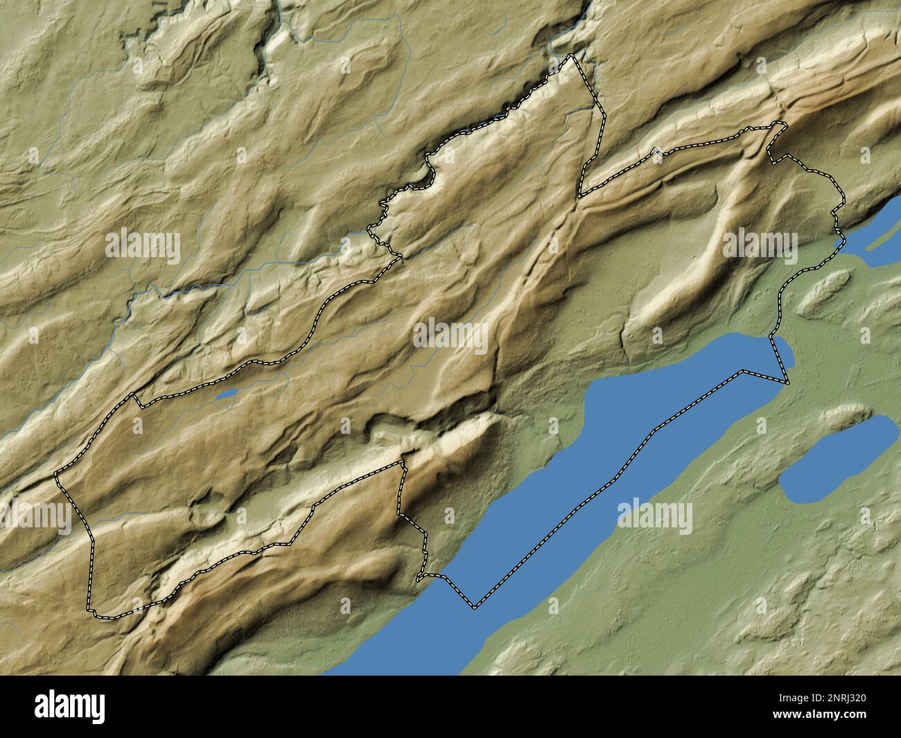 Neuchatel, canton of Switzerland. Colored elevation map with lakes and ...