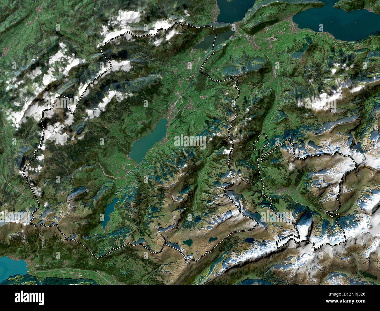 Obwalden, canton of Switzerland. Low resolution satellite map Stock ...