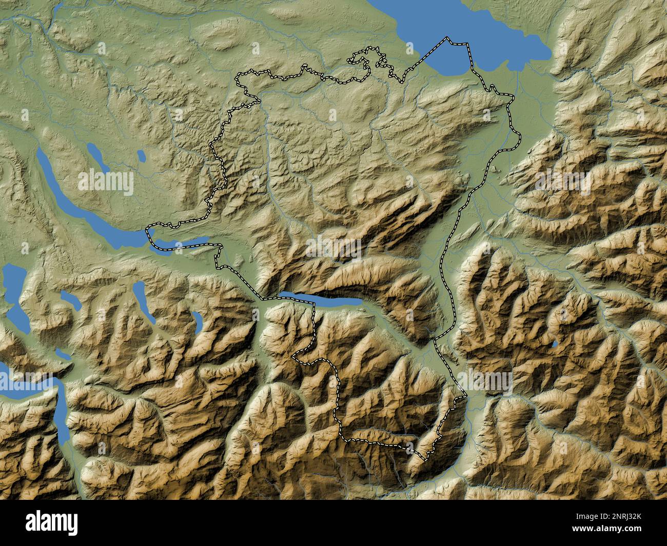 Sankt Gallen, canton of Switzerland. Colored elevation map with lakes ...