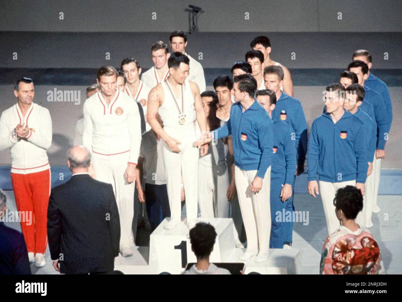 FILE (L to R) Soviet Union' athletes, silver, Japan, gold, and United ...
