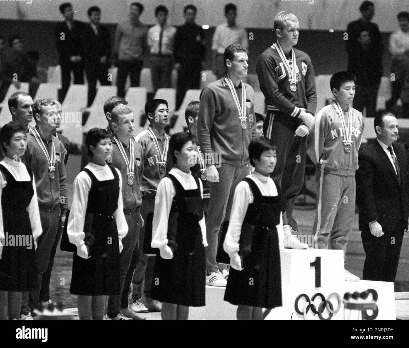 FILE: (L to R) German swimmers, silver, United States, gold, and ...