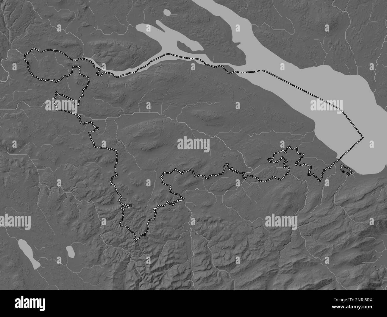 Thurgau, canton of Switzerland. Bilevel elevation map with lakes and ...