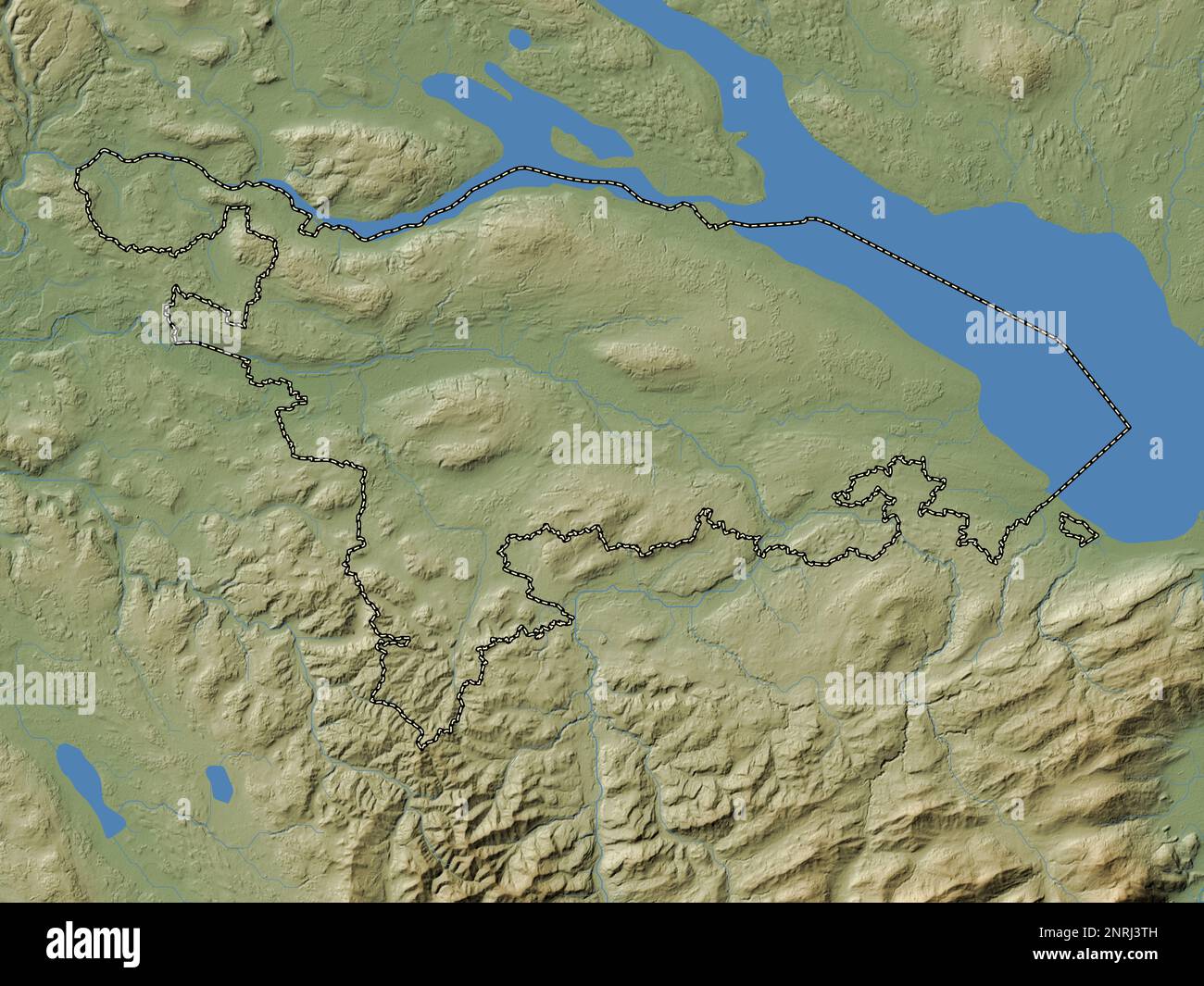 Thurgau, canton of Switzerland. Colored elevation map with lakes and ...