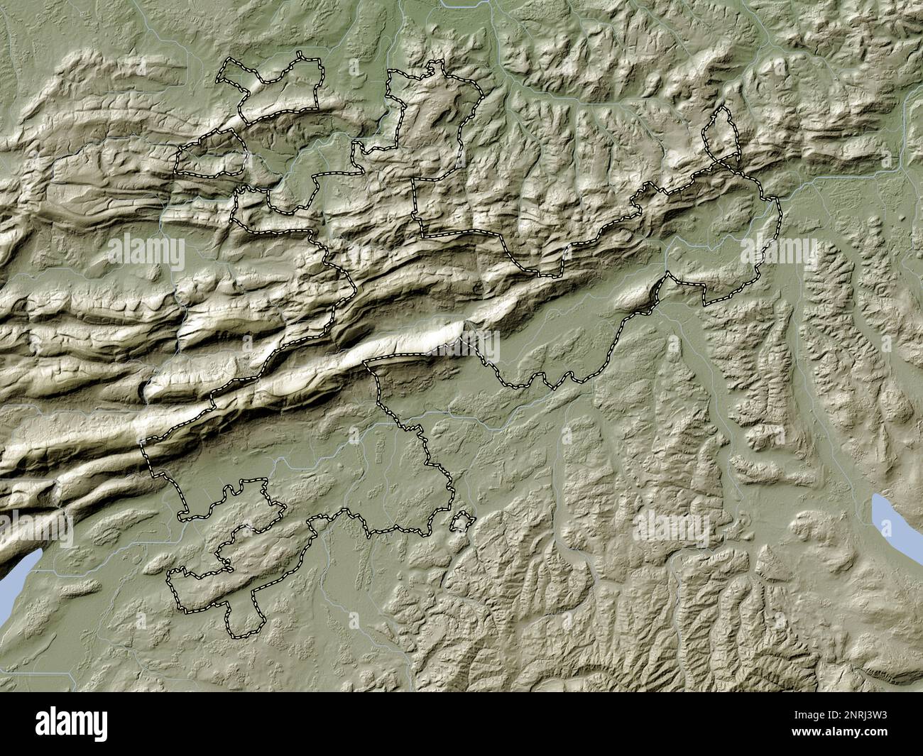 Solothurn, canton of Switzerland. Elevation map colored in wiki style ...