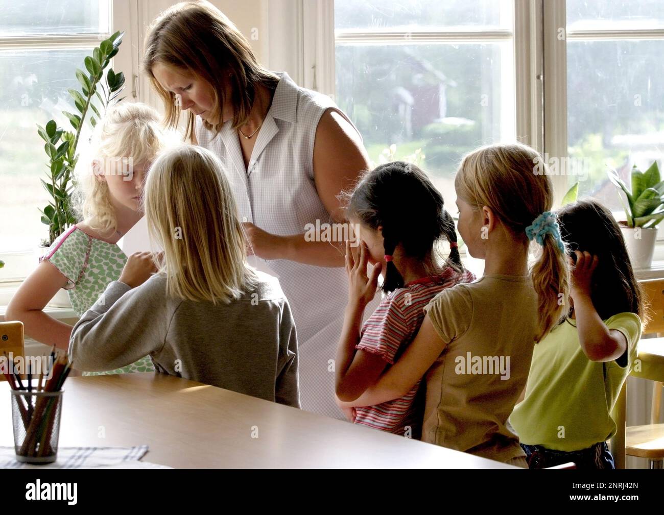 First day in school at the start of school in Skedaskolan, Skeda ...
