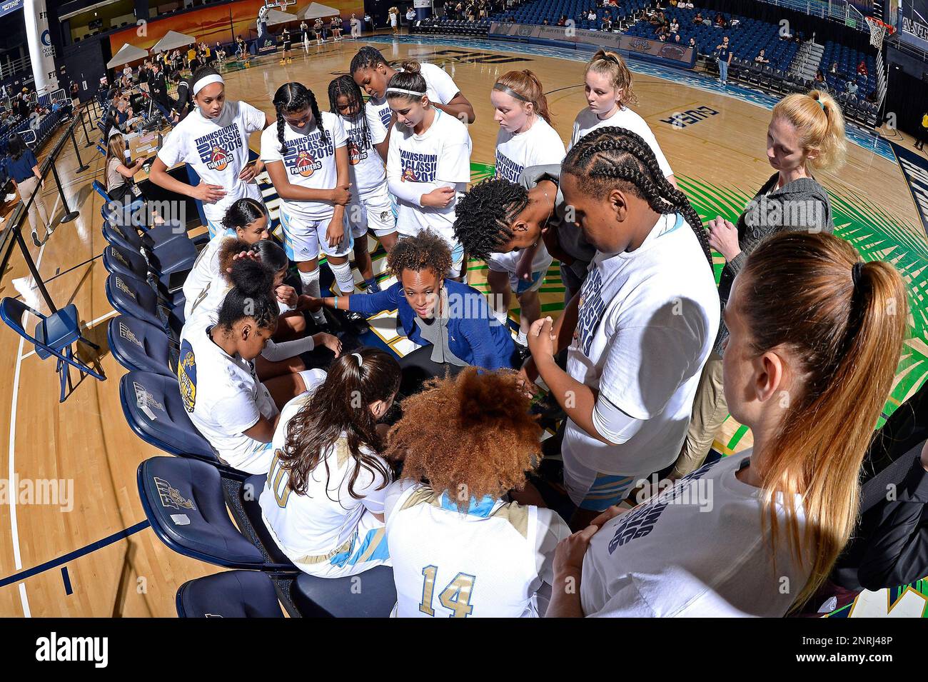 MIAMI, FL - DECEMBER 1: FIU Head Coach Tiara Malcom speaks with players ...