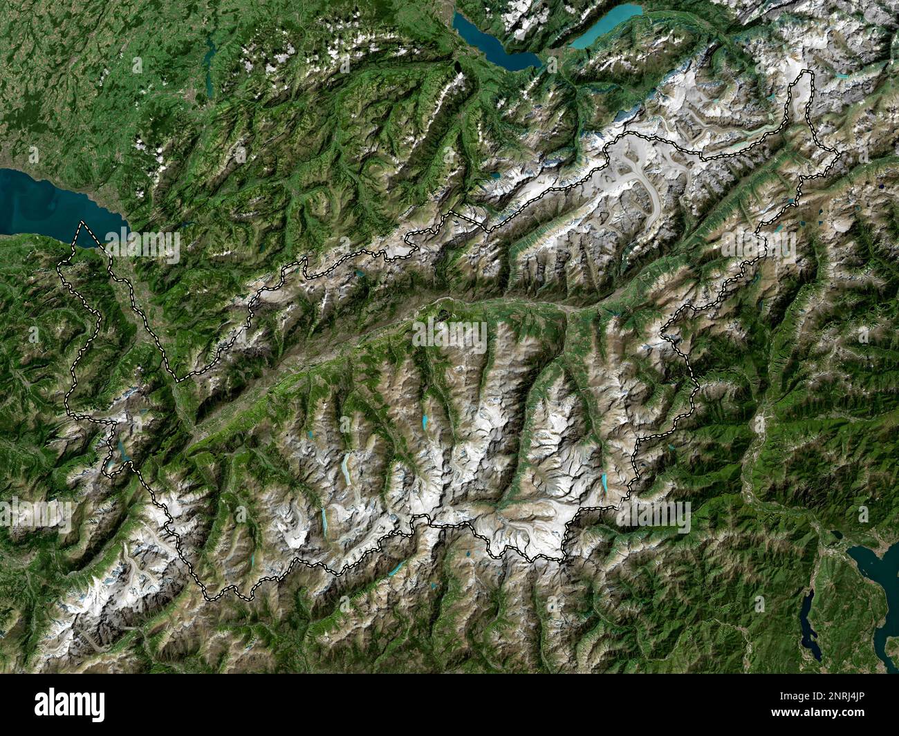 Valais, canton of Switzerland. Low resolution satellite map Stock Photo ...