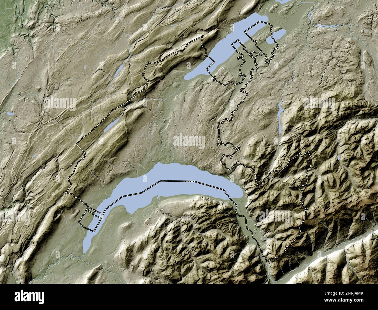Vaud, canton of Switzerland. Elevation map colored in wiki style with ...