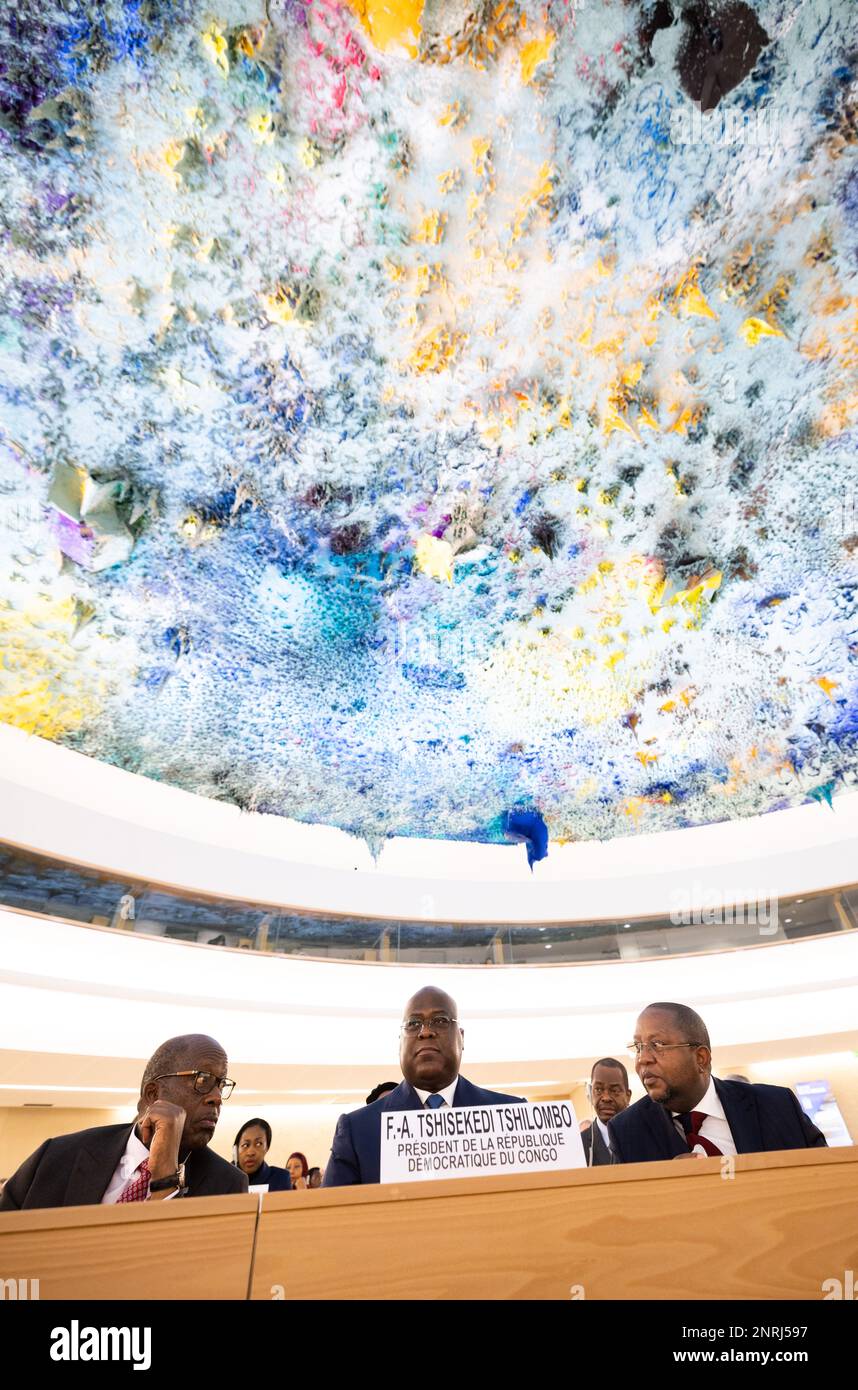 DRC Congo President Felix Tshisekedi (c) pictured during the opening ...