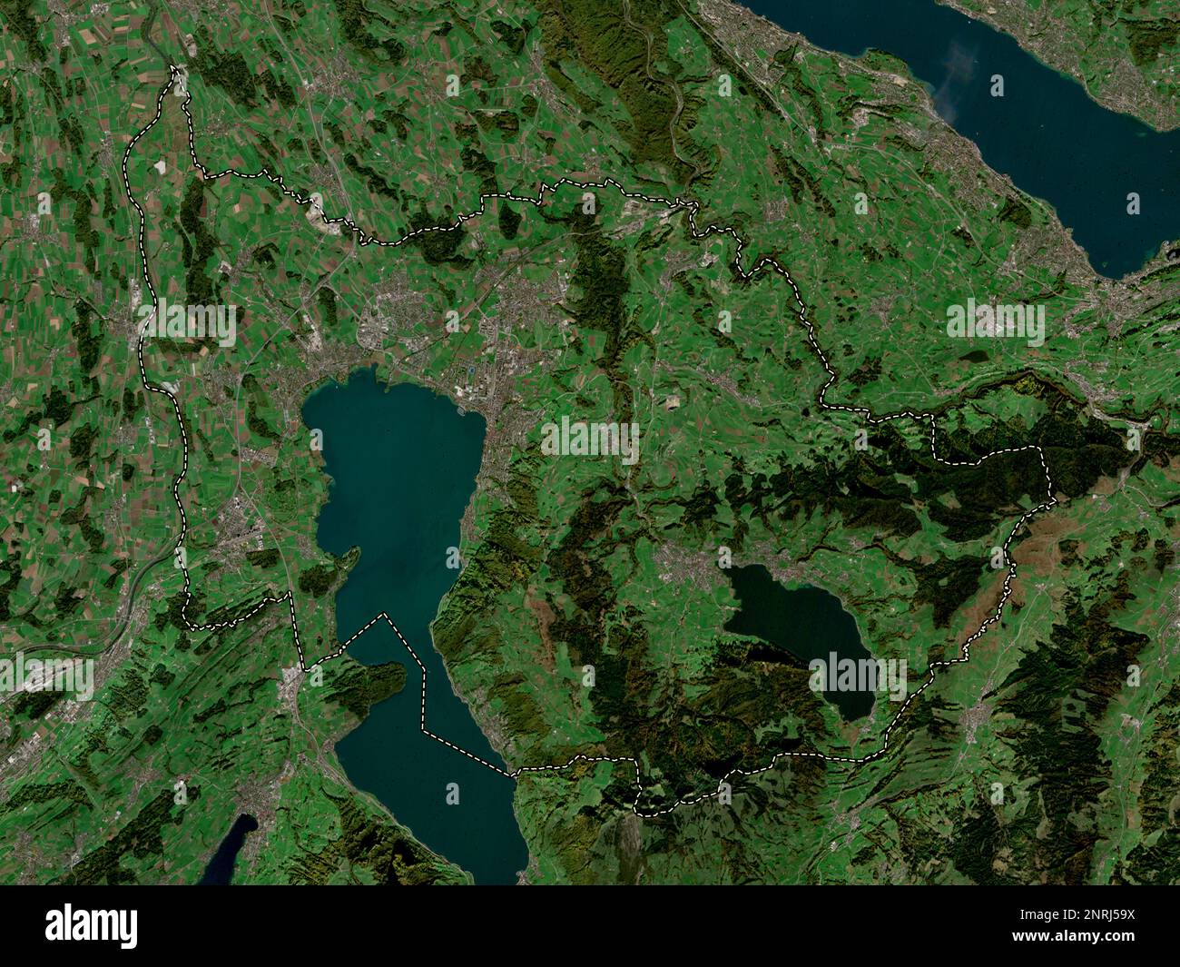 Zug, canton of Switzerland. Low resolution satellite map Stock Photo ...