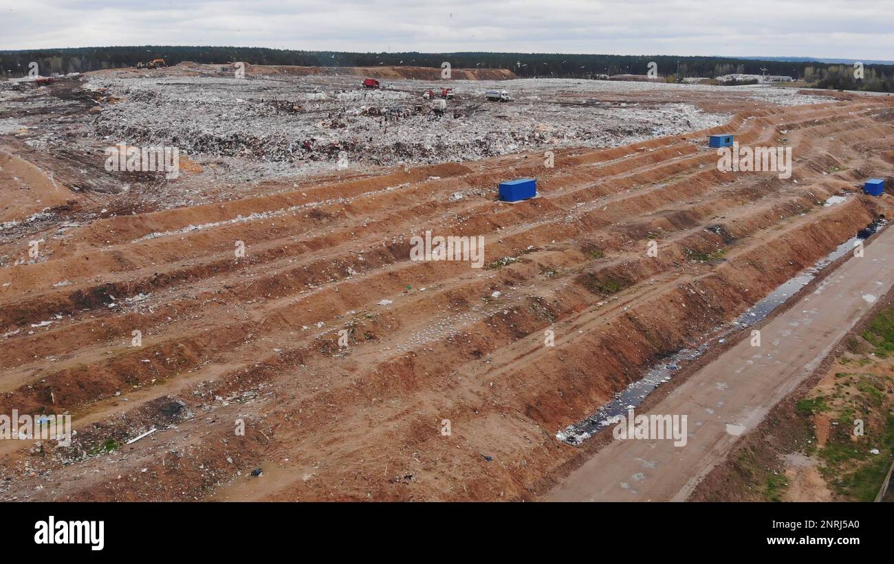 A large landfill near the city of Minsk. View from the drone Stock ...