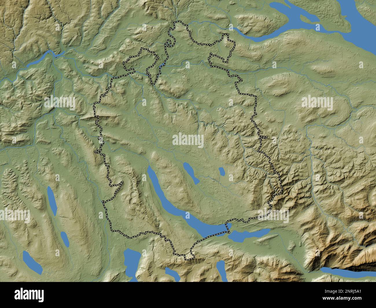 Zurich, canton of Switzerland. Colored elevation map with lakes and ...