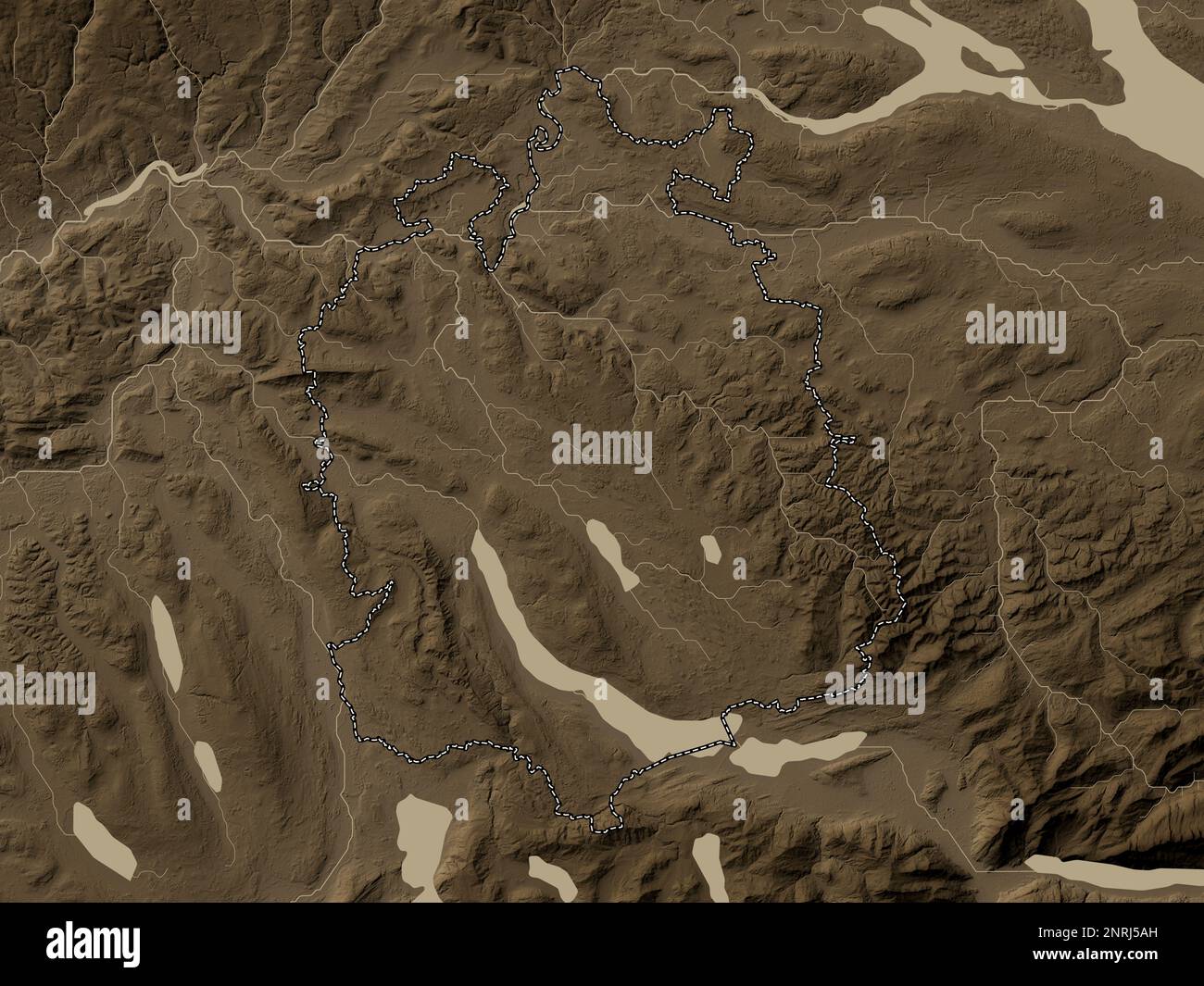 Zurich, canton of Switzerland. Elevation map colored in sepia tones ...