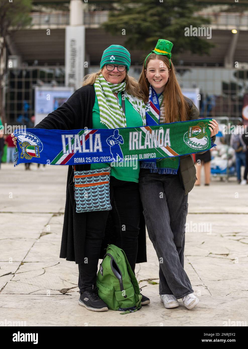Ireland fans posing for a photo ahead of the Guinness Six Nations match ...