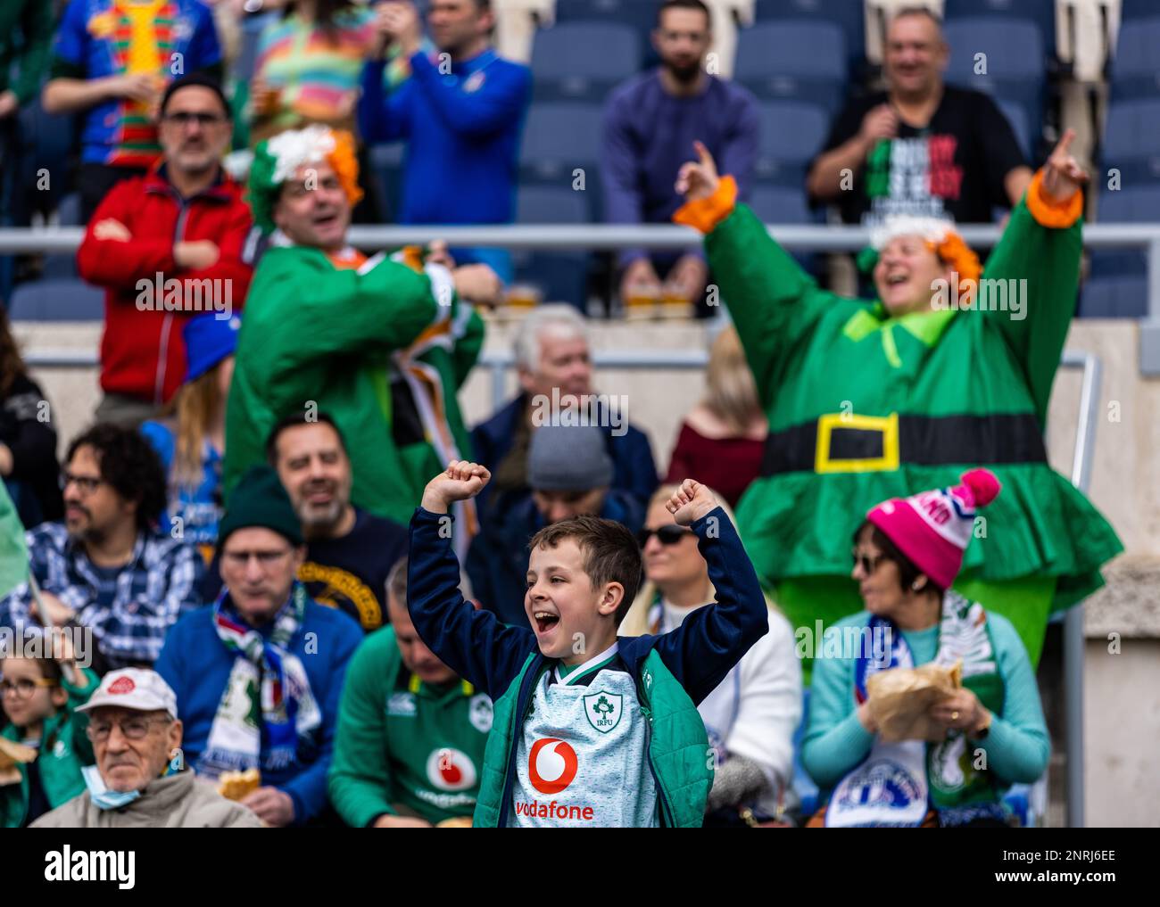 Ireland fans in the stands before the Guinness Six Nations match at the ...
