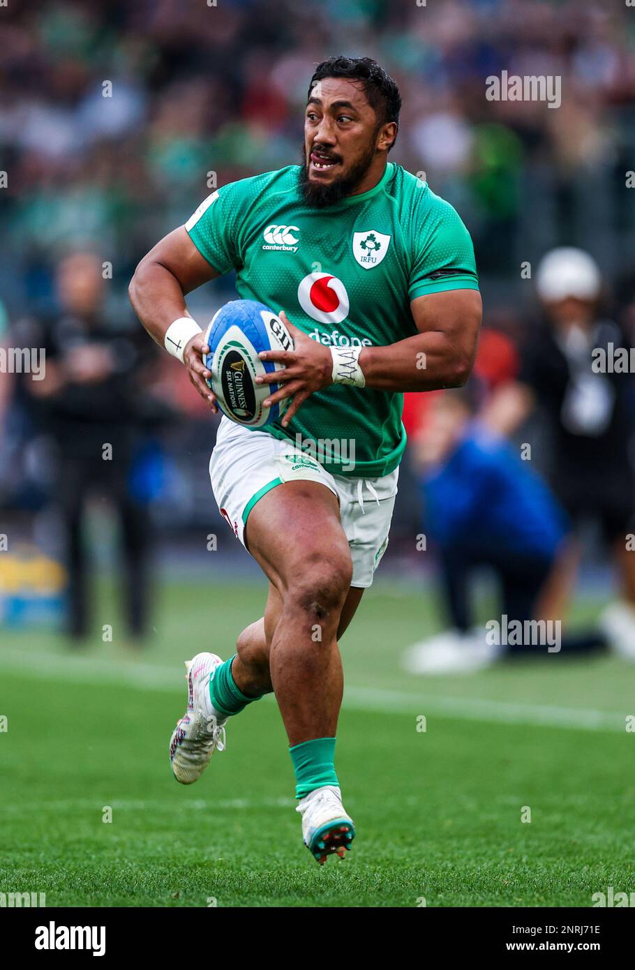 Ireland's Bundee Aki in action during the Guinness Six Nations match at ...