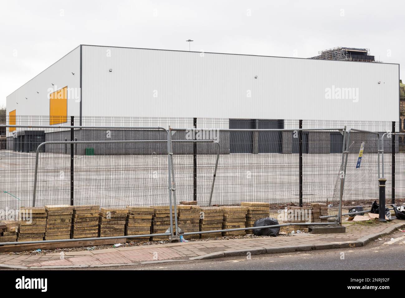 Exterior of a new completed unoccupied warehouse, Glasgow, Scotland, UK ...