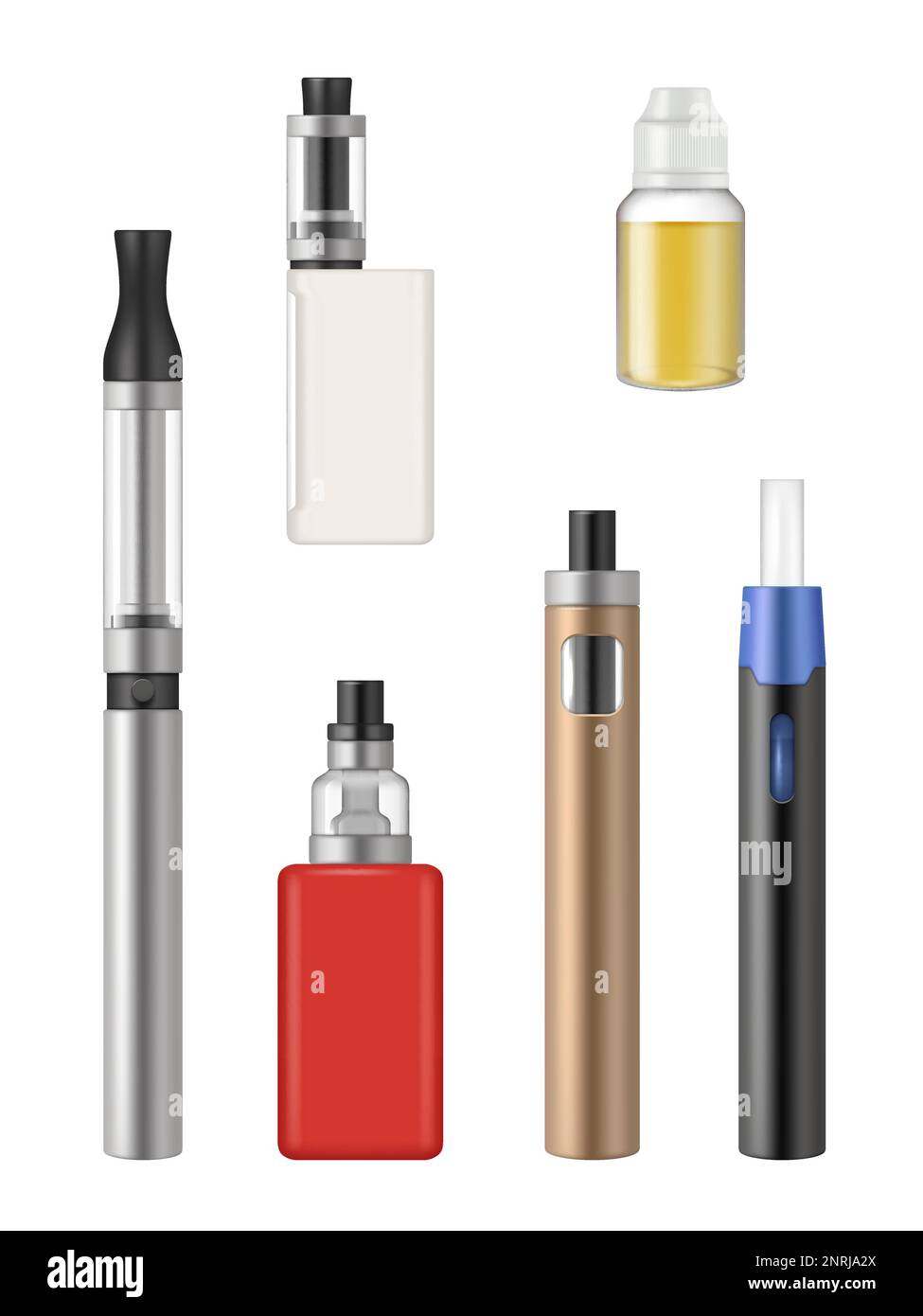 Vape tools. Realistic items for smokers decent vector vape Stock Vector ...
