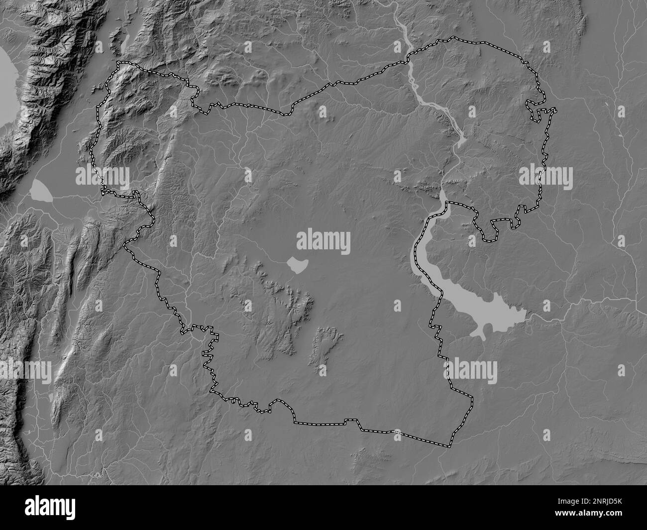 Aleppo, province of Syria. Bilevel elevation map with lakes and rivers ...