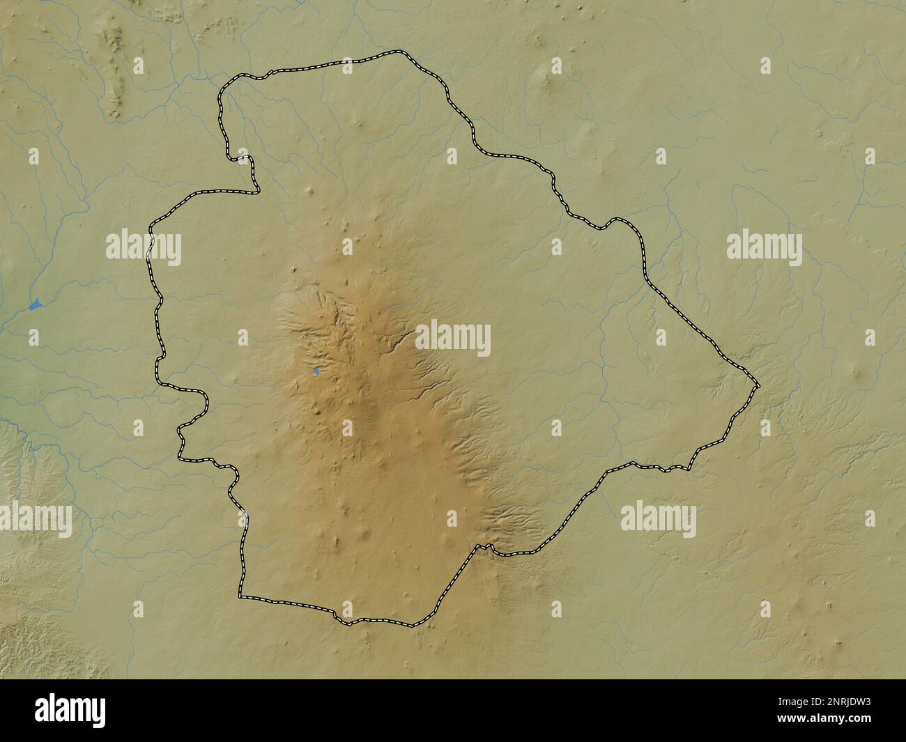 As Suwayda', province of Syria. Colored elevation map with lakes and ...