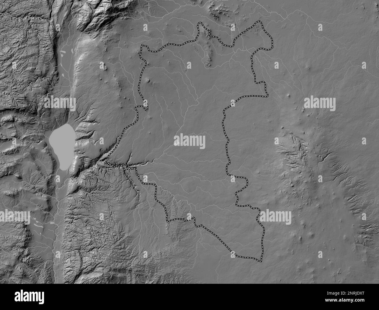 Dar`a, province of Syria. Bilevel elevation map with lakes and rivers ...