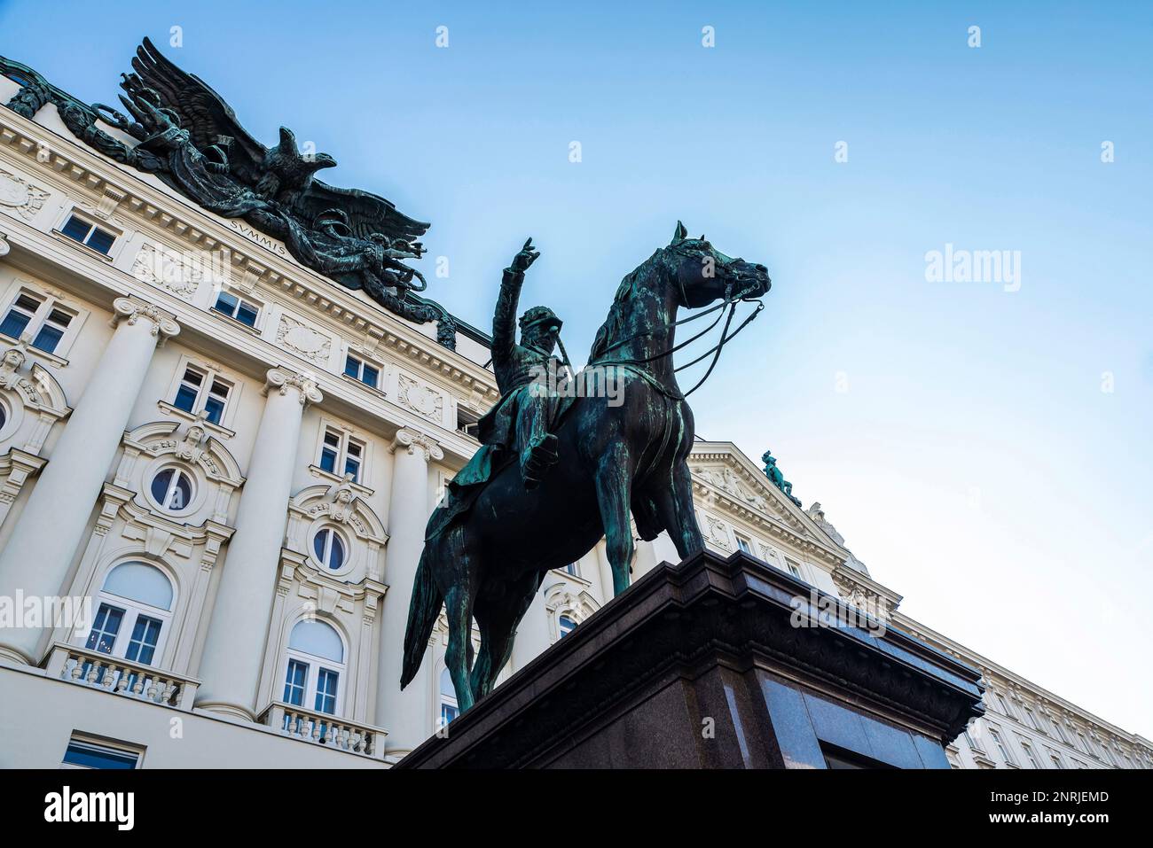 Radetzky Denkmal monument and the facade of the Bundesministerium or ...