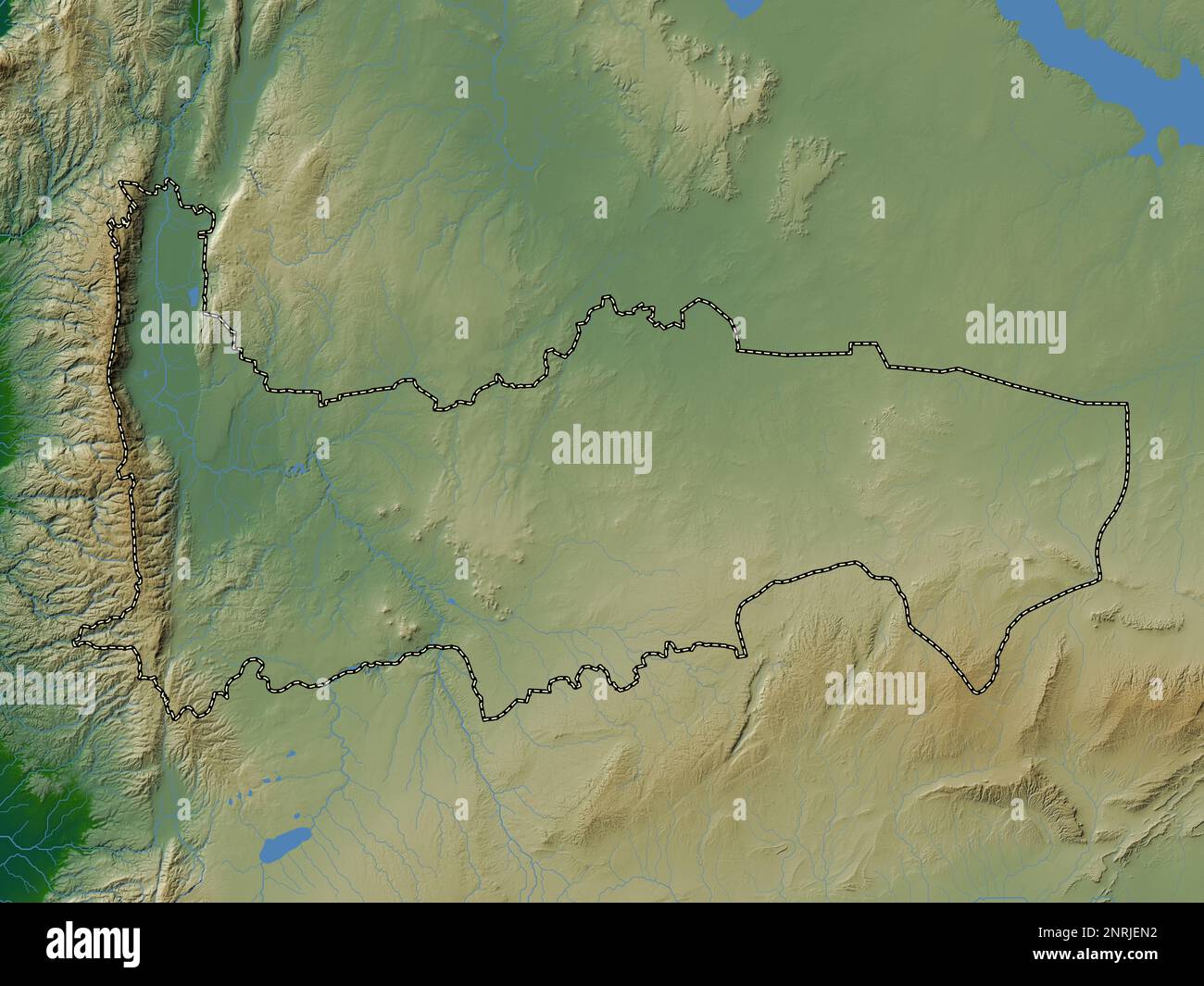 Hamah, province of Syria. Colored elevation map with lakes and rivers ...