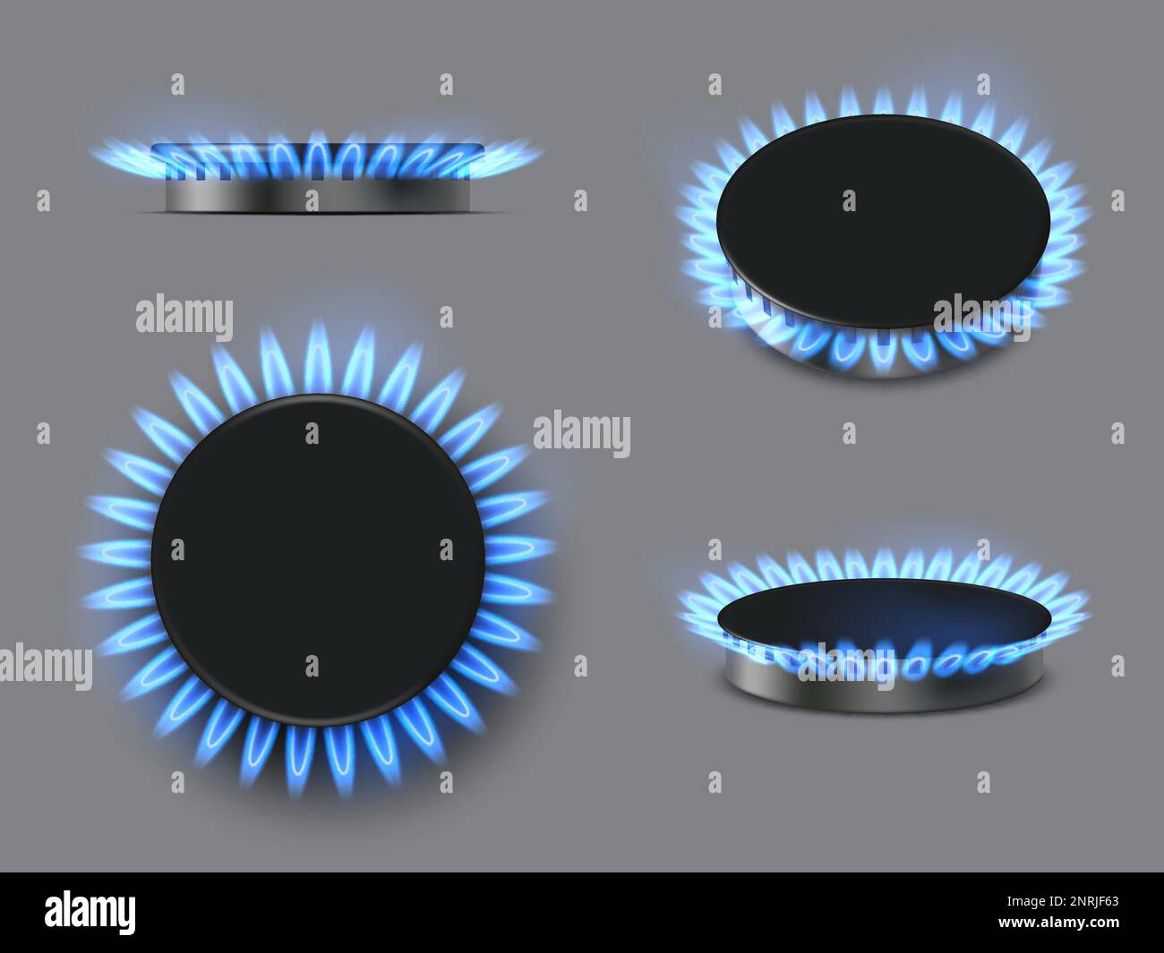 Gas flame realistic. Kitchen stove burning decent vector template gas oven Stock Vector Image ...