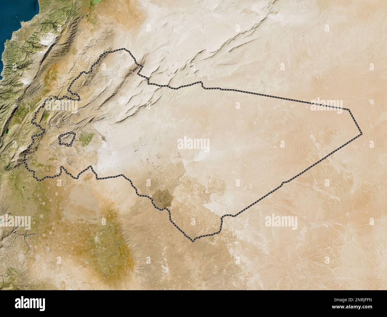 Rif Dimashq, province of Syria. Low resolution satellite map Stock ...