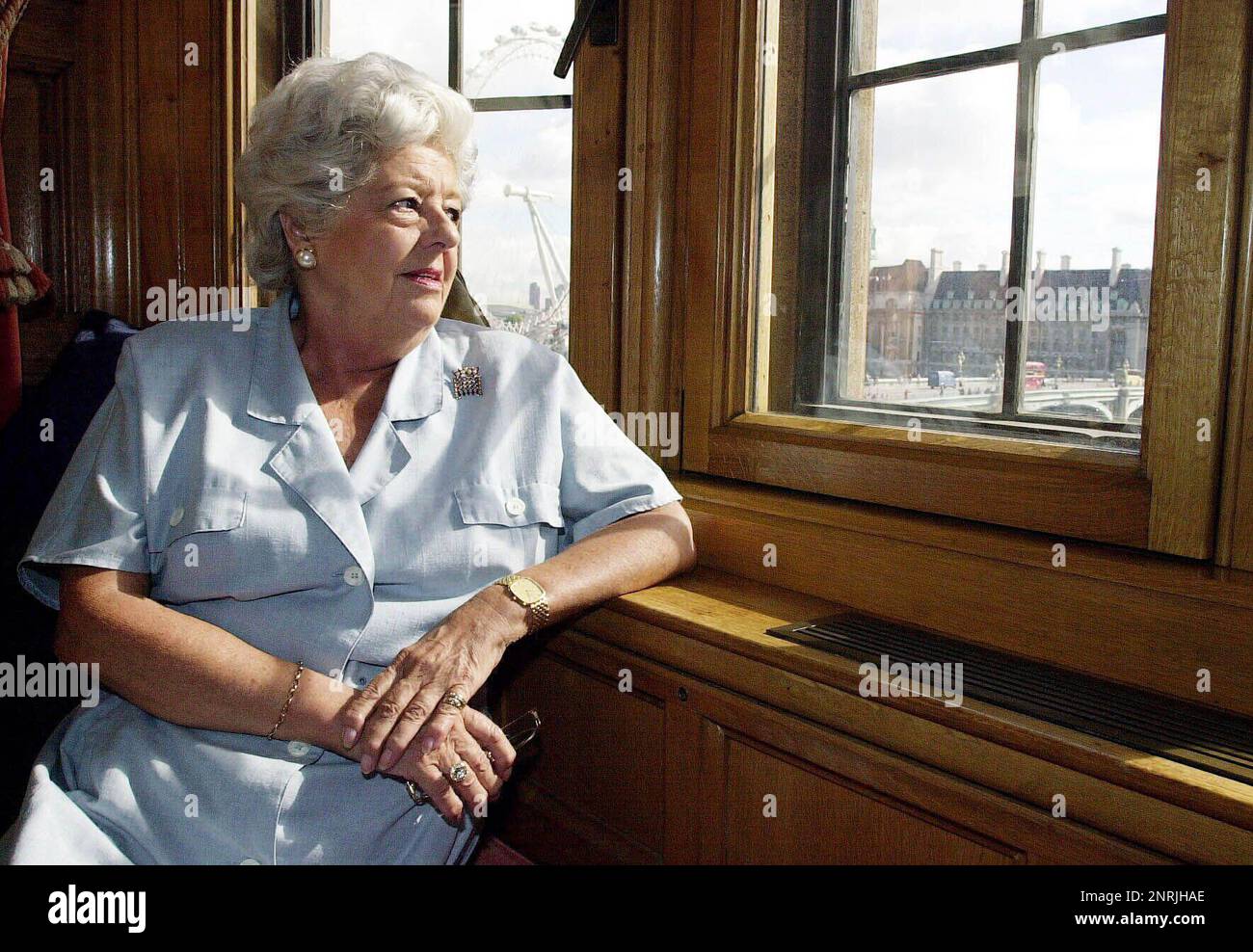 File photo dated 22/10/00 of Betty Boothroyd relaxing on a window seat ...