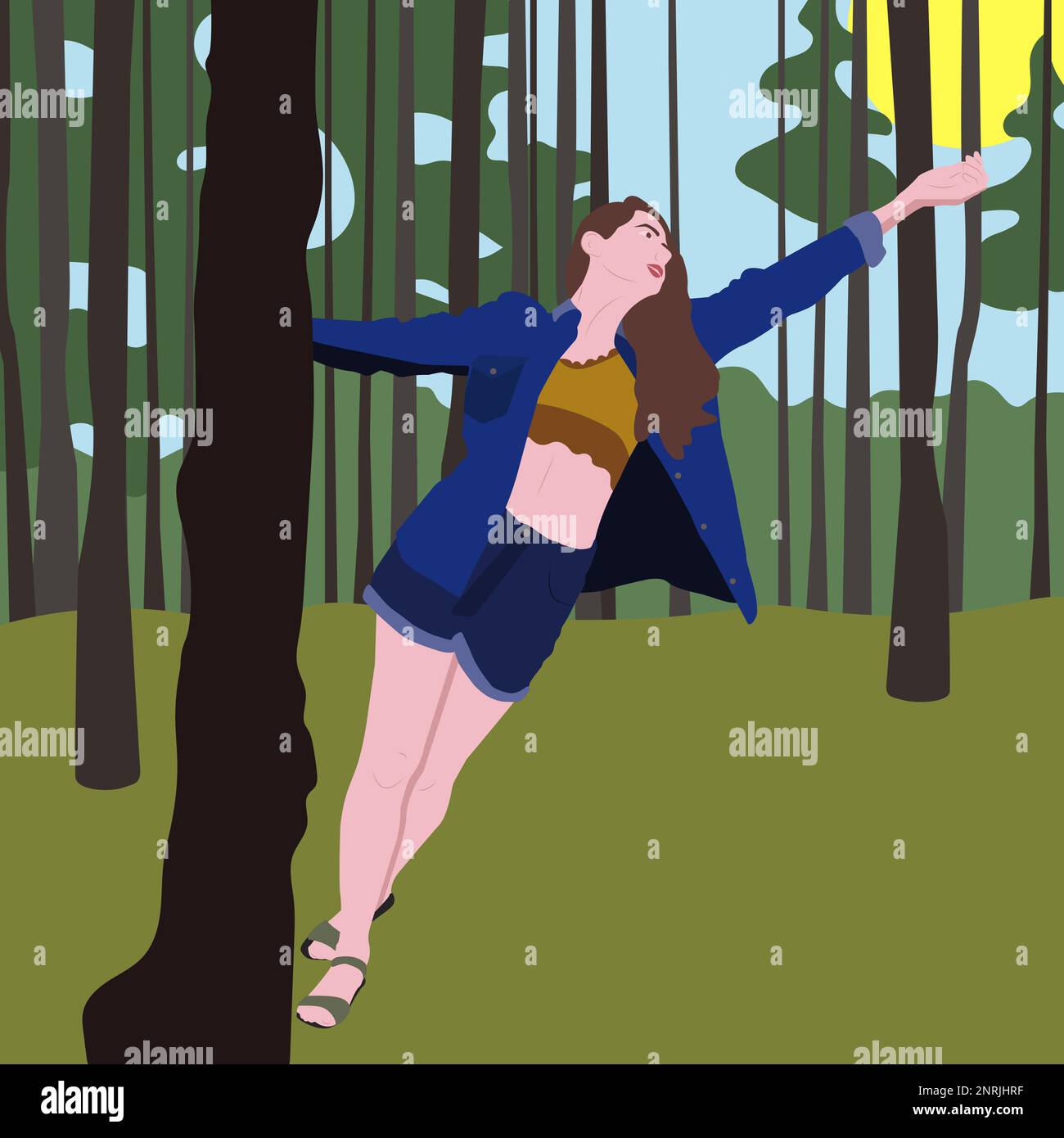 Female Silence Forest Stock Vector Images Alamy