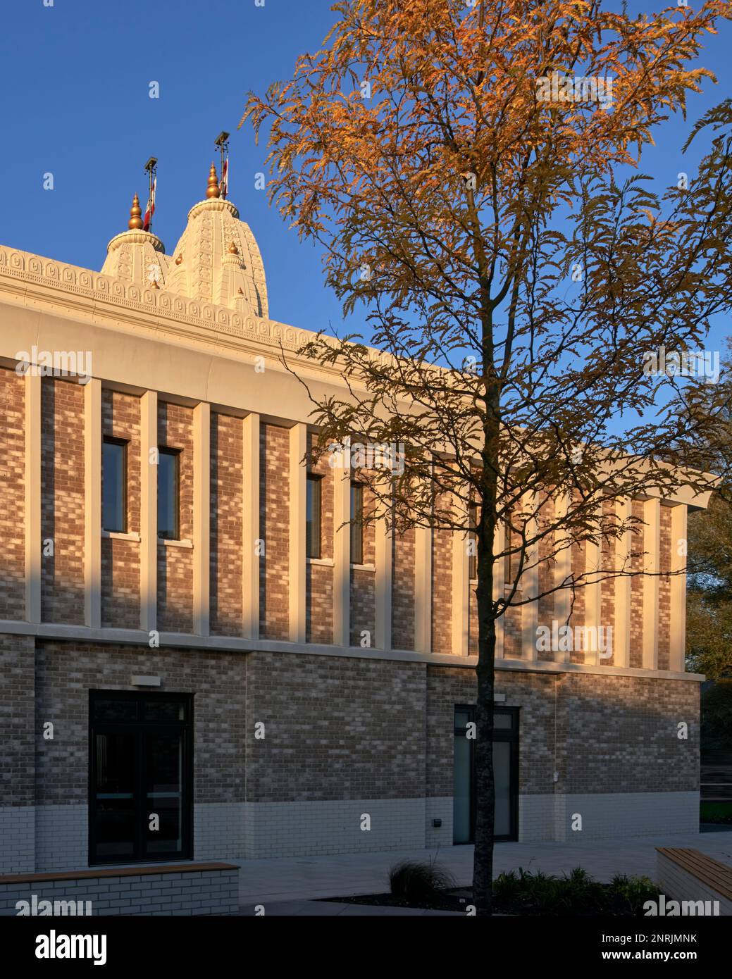 Side view last light. Shree Swaminarayan Mandir, Oldham, United Kingdom ...