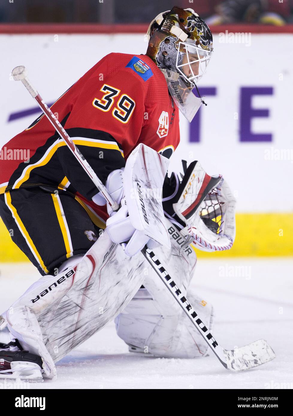 NHL profile photo on Calgary Flames goalie Cam Talbot during a game ...