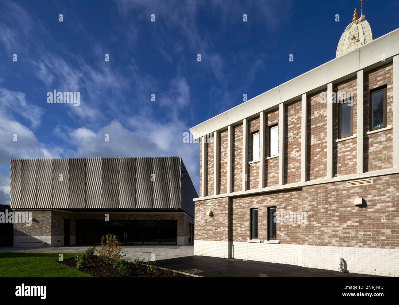 Rear view morning light. Shree Swaminarayan Mandir, Oldham, United ...