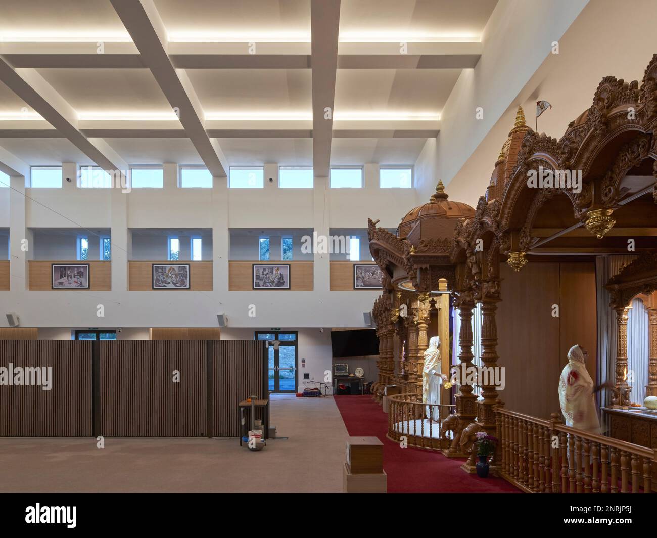 Main prayer hall. Shree Swaminarayan Mandir, Oldham, United Kingdom ...
