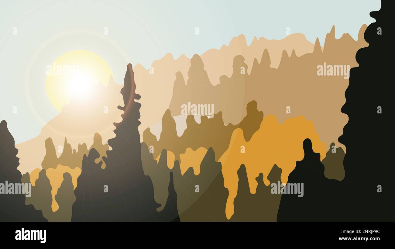 Sunrise over forest morning Stock Vector Images - Alamy
