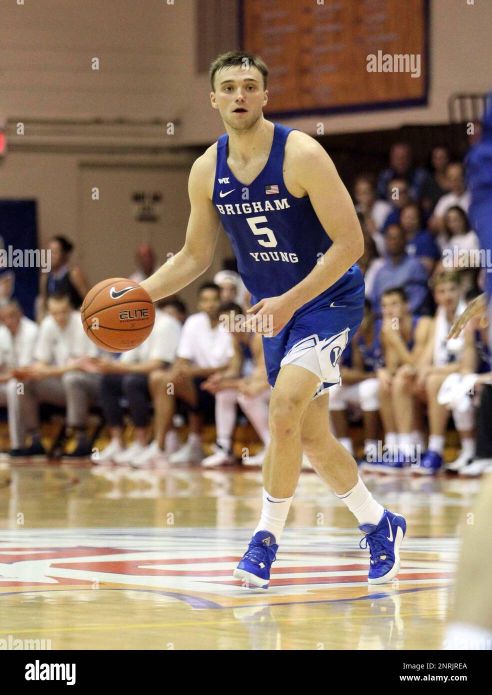 November 23, 2019 -Brigham Young Cougars guard Jake Toolson #5 dribbles ...