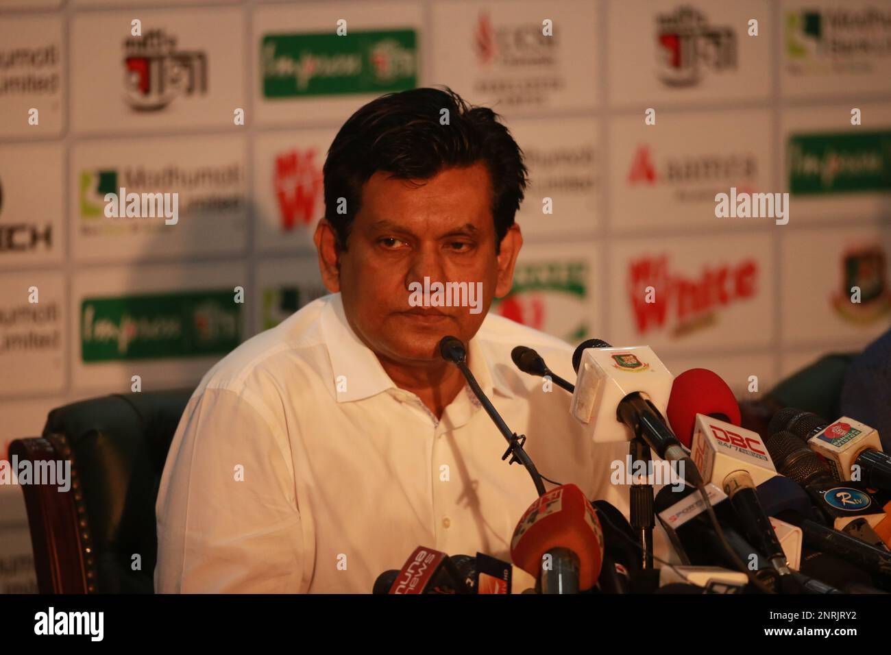 BCB CEO Nizamuddin Chowdhury Sujon attends a press conference at BCB Media Conference Room in ...