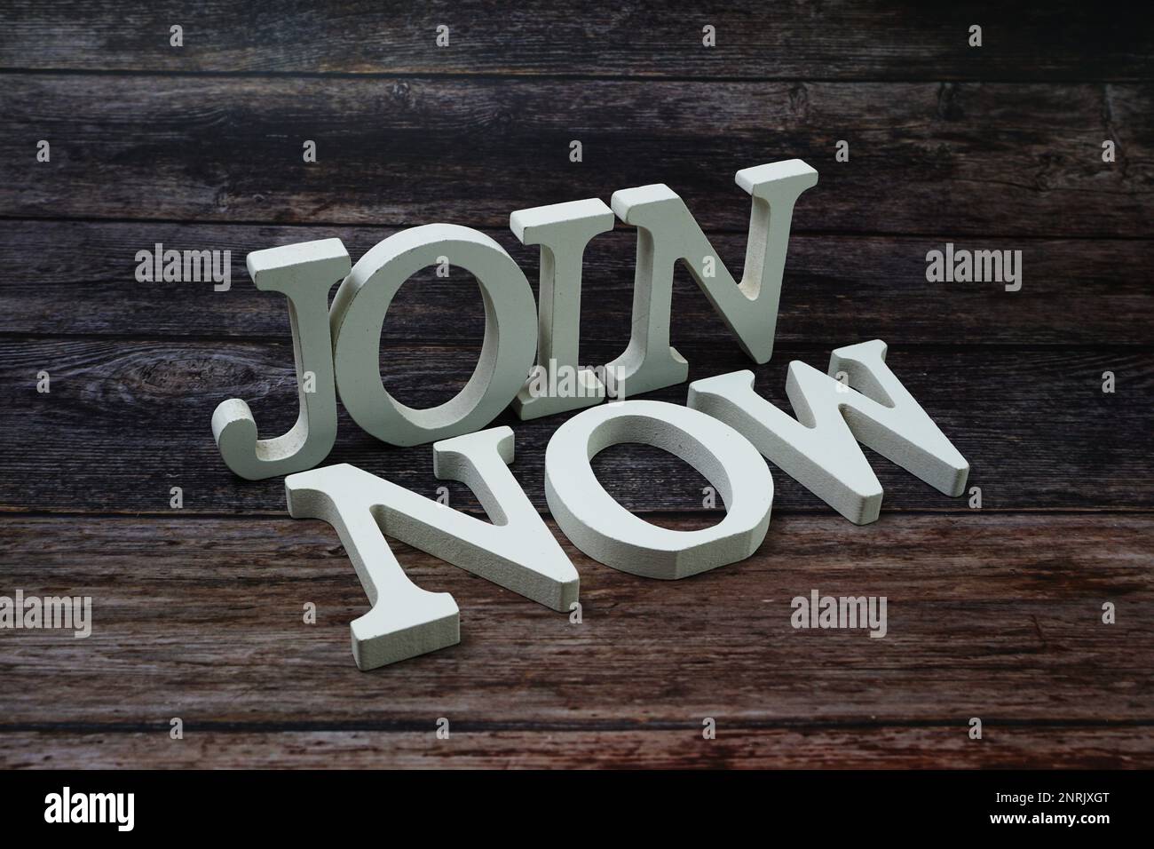 Join Now Word alphabet letters on wooden background Stock Photo - Alamy