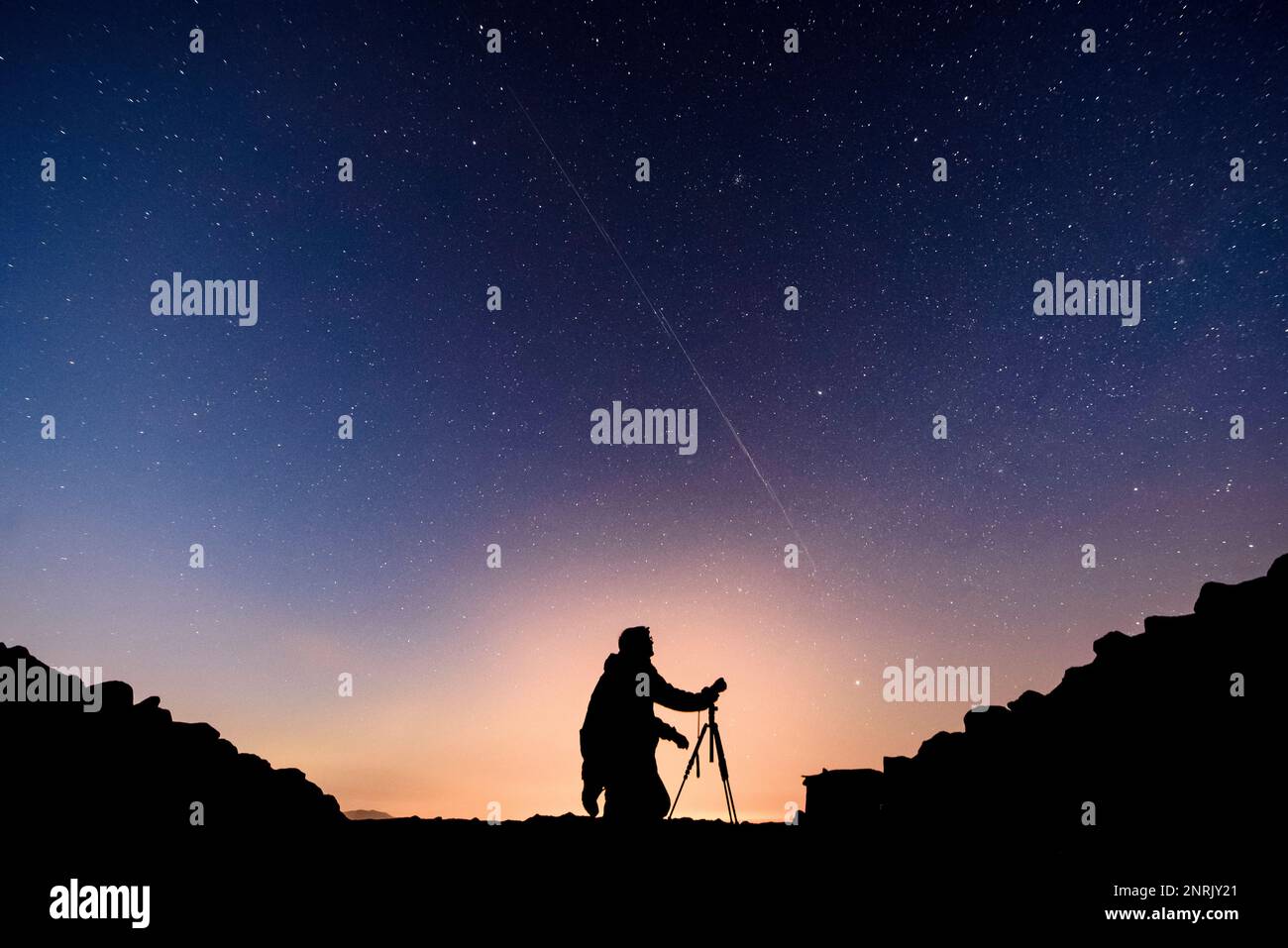 Starlink satellites are visible in the sky near Salgotarjan, Hungary ...