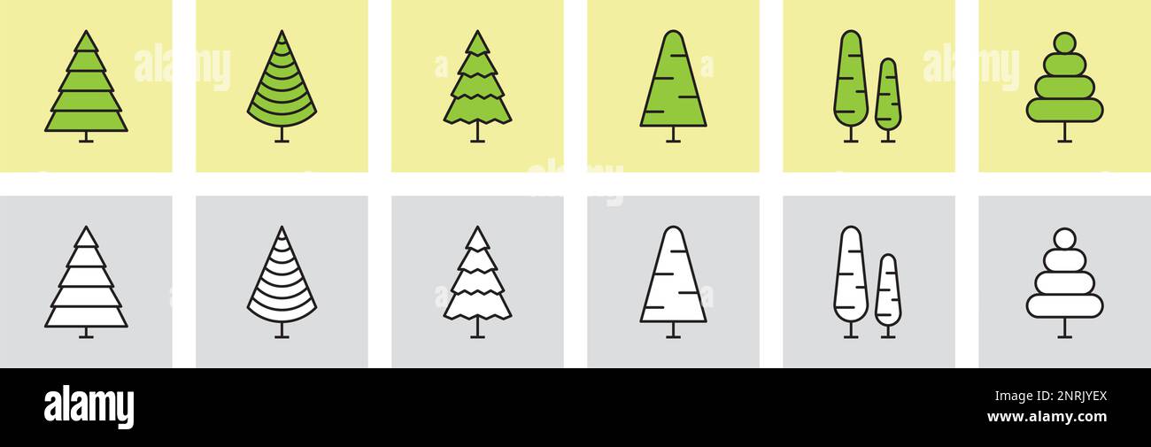 An illustration set of Minimal trees vector icon. Linear tree icon set ...