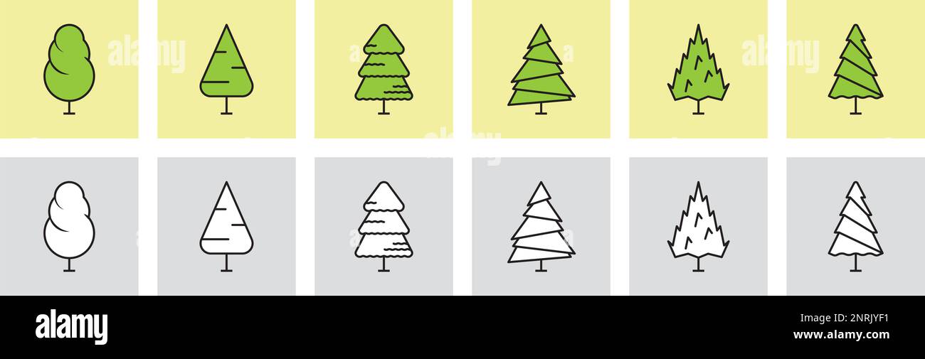 An illustration set of Minimal trees vector icon. Linear tree icon set ...