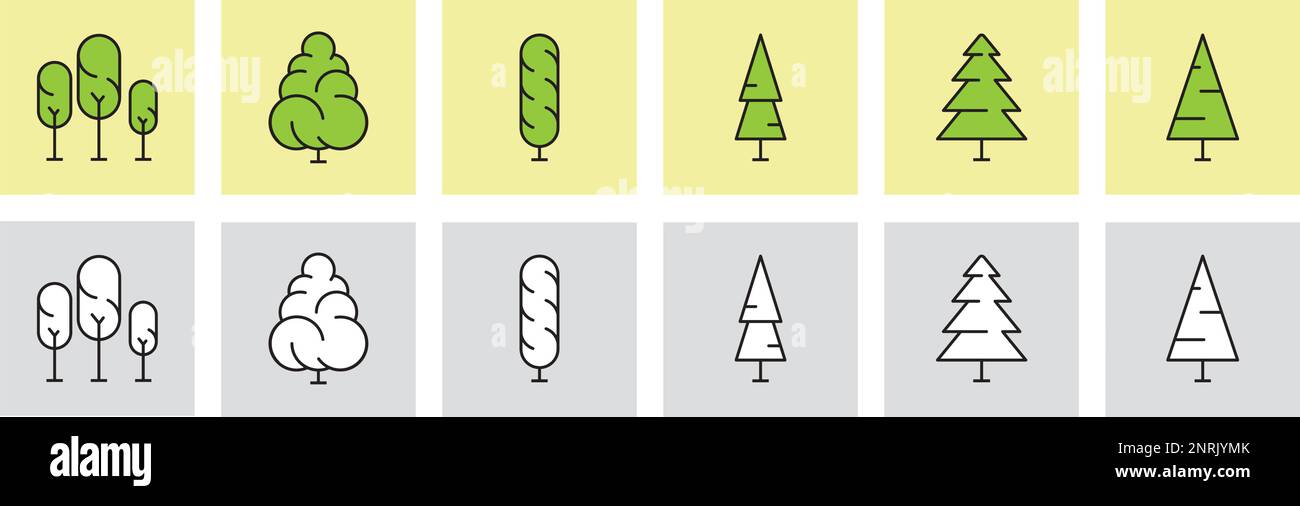 An illustration set of Minimal trees vector icon. Linear tree icon set ...
