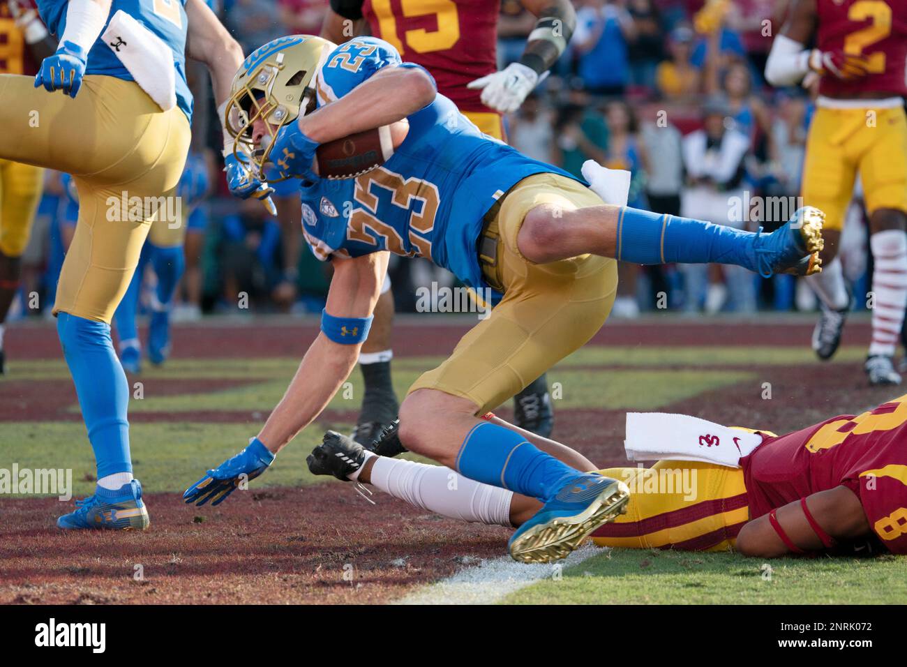 UCLA Bruins wide receiver Chase Cota (23) scores a touchdown against ...