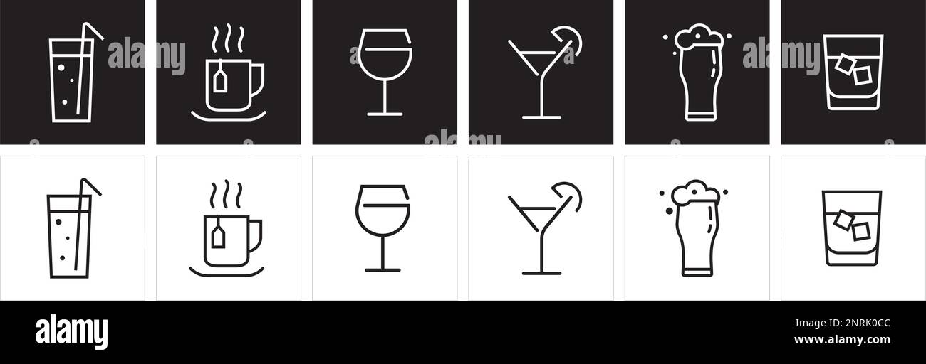 An illustration set of beverage and drink menu icons. restaurant ...