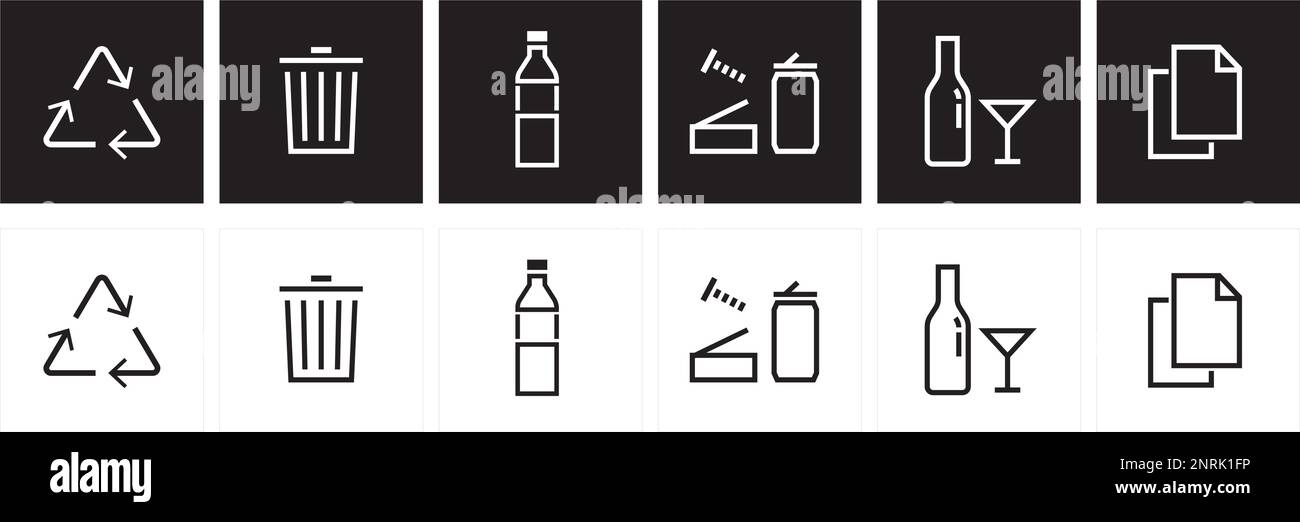 Trash can icon and Recycle icons set, Trash bin, Vector illustration ...