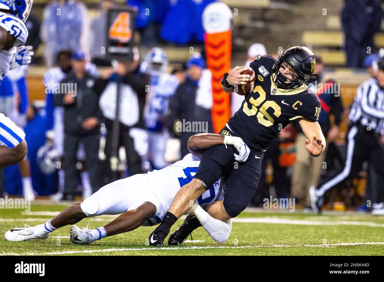 November 23, 2019: Duke Blue Devils linebacker Shaka Heyward (42) wraps ...